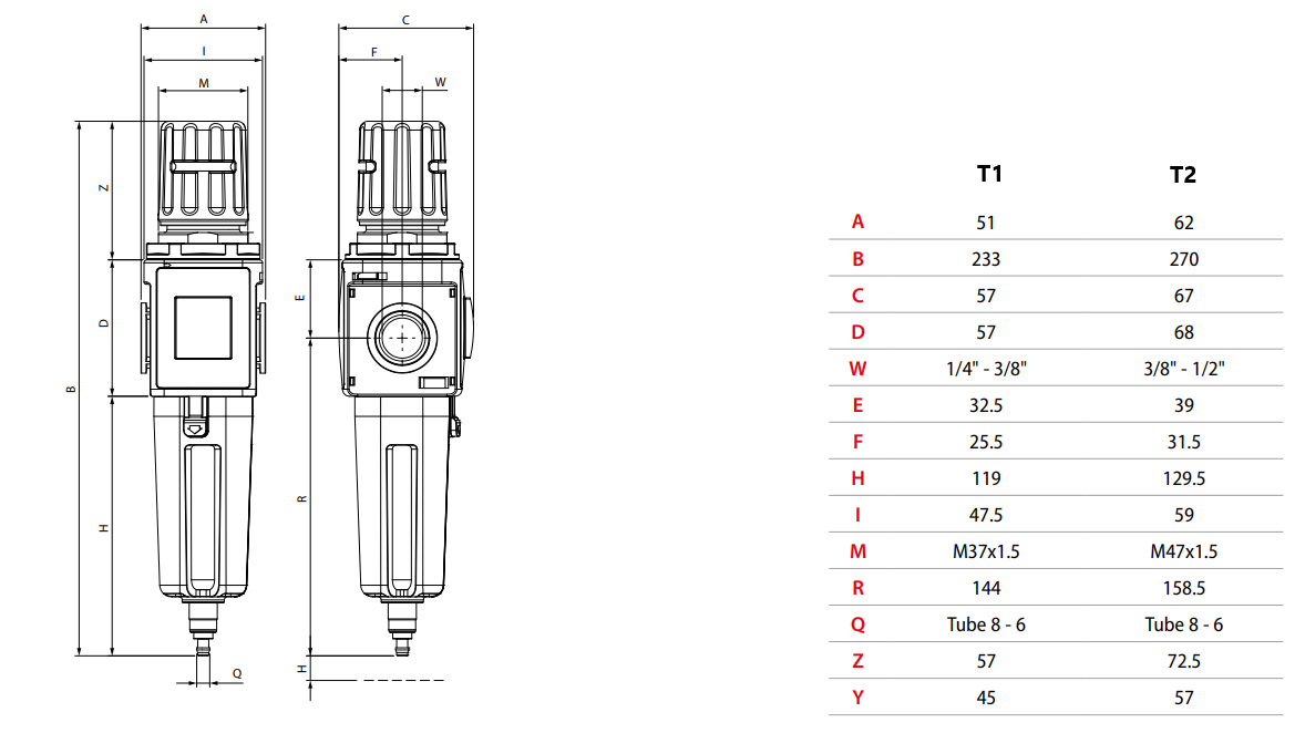 Pneumatic filter regulator 1/4 semi-automatic drain EVO series - Aignep | ADAJUSA : price
